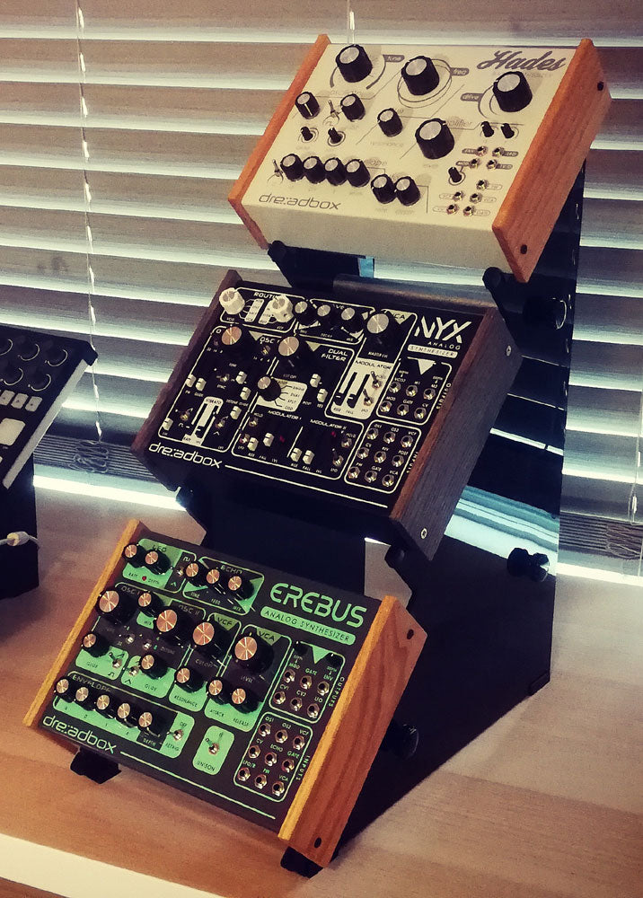 SynthRISE three tier desktop synth stand for medium-sized gear